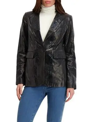 Gorski Metis Suede Python Printed Single Breasted Blazer - Anthracite
