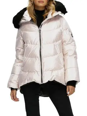 Gorski Après-ski High-low Jacket With Detachable Shearling Hood Trim - Gold/black