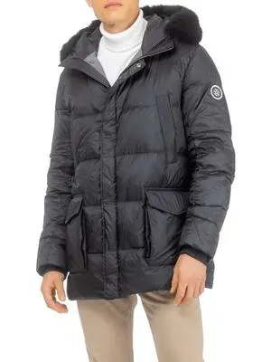 Gorski Apres-ski Jacket With Detachable Genuine Shearling Hood Trim - Black/black