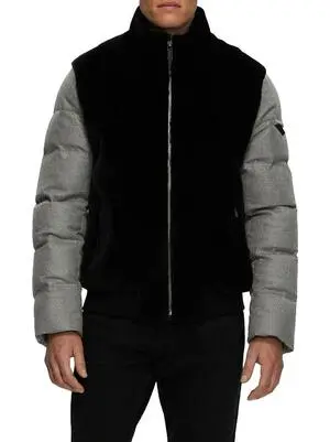Gorski Shearling Bomber Jacket With Wool And Cashmere Quilted Down - Black/gray