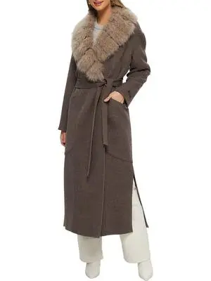 GORSKI Double Face Wool And Cashmere Belted Coat With Shearling Collar