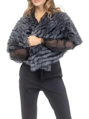 Gorski Genuine Shearling Layered Capelet Black Brisa