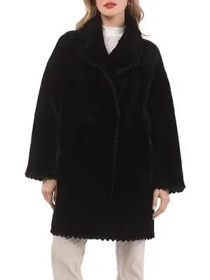 Gorski Genuine Shearling Reversible Jacket With Embroidered Trim - Black/black