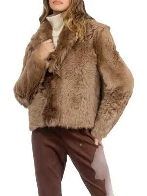 Gorski Genuine Shearling Reversible Jacket - Dark Camel