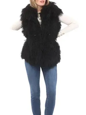 Gorski Reversible Shearling Vest With Cashmere And Wool Back - Black/black
