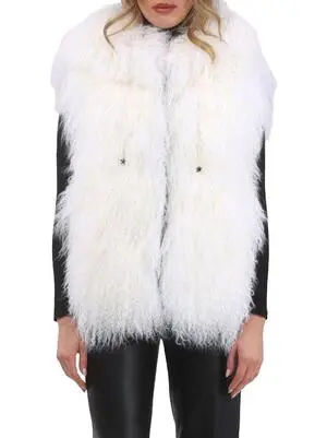 Gorski Reversible Shearling Vest With Cashmere And Wool Back - White/black