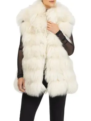 Gorski Genuine Shearling Vest - Beige