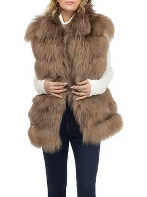 Gorski Genuine Shearling Vest - Camel