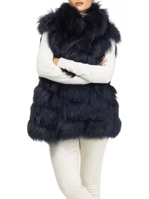 Gorski Genuine Shearling Vest - Navy