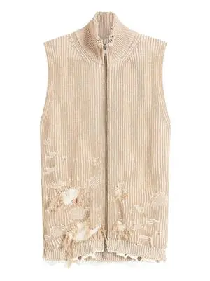 MAISON MARGIELA Knitted Gilet - Camel/chalk
