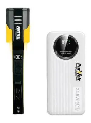 PURSONIC Emergency Prep Bundle With Flashlight And Power Bank - White