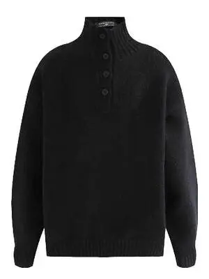 MOUSTACHE Button-up Ribbed Sweater - Black
