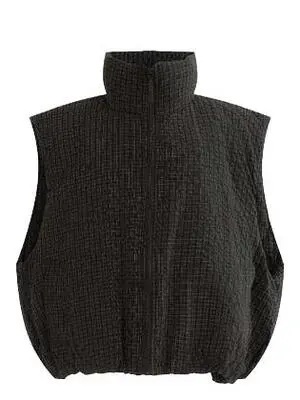 MOUSTACHE Grid-pattern Quilted Vest - Black