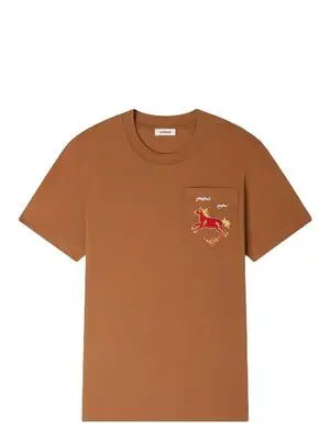 Sandro Embroidered Horse Cotton T-shirt - Beige