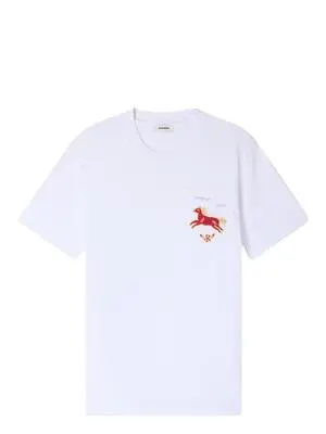 Sandro Embroidered Horse Cotton T-shirt - White