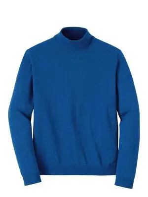 PAUL FREDRICK Mock Neck Supima Cotton Sweater - Blue