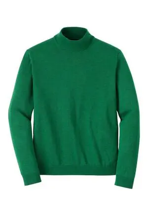 PAUL FREDRICK Mock Neck Supima Cotton Sweater - Green
