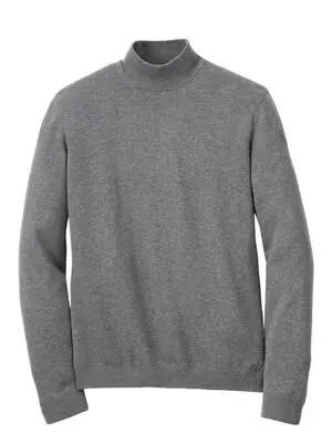 PAUL FREDRICK Mock Neck Supima Cotton Sweater - Medium Grey