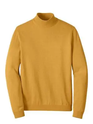 PAUL FREDRICK Mock Neck Supima Cotton Sweater - Mustard