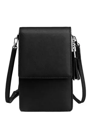 YOUZEY Vegan Saffiano Leather Crossbody Purse - Black