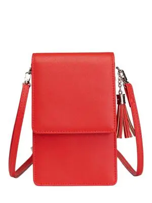 YOUZEY Vegan Saffiano Leather Crossbody Purse - Red