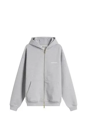 ANNIE HOOD Mini Logo Zip Hoodie - Marl Grey