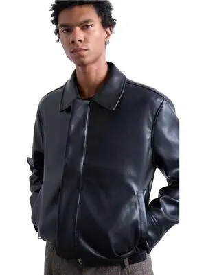 Topman Faux Leather Jacket - Black