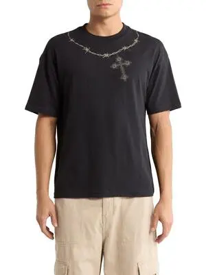 PACSUN Barbed Cross Cotton Graphic T-shirt - Black
