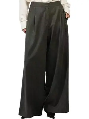 Dusan Pleated Wide Leg Pants - Grey