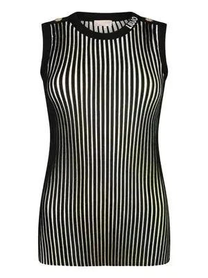 Liu Jo Striped Sleeveless Top - Black