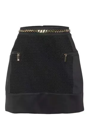 Elisabetta Franchi Textured High-waist Mini Skirt - Black