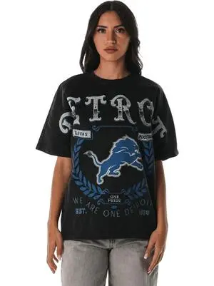 THE WILD COLLECTIVE Detroit Lions Oversized Dolman T-shirt - Black