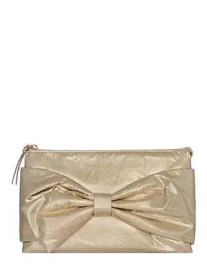 Rebecca Minkoff Bow Metallic Clutch - Gold