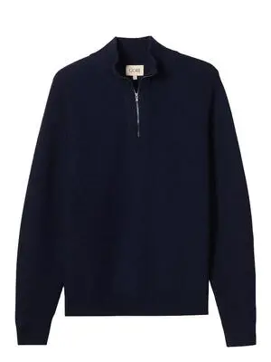 Gobi Cashmere Cashmere Waffle Knit Half-zip Sweater - Navy Blazer
