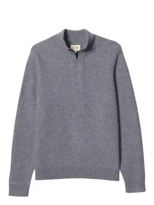 Gobi Cashmere Cashmere Waffle Knit Half-zip Sweater - Stone Gray