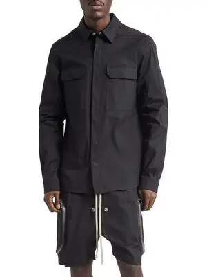 Rick Owens Webbed Strap Stretch Cotton Overshirt - Black