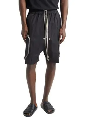 Rick Owens Heizer Bela Stretch Poplin Zip Shorts - Black