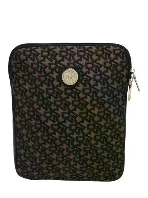 Dkny Canvas And Leather Clutch - Brown