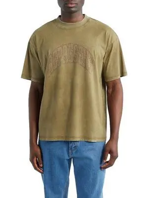 REPRESENT Embellished Stud Logo Cotton Graphic T-shirt - Vintage Khaki