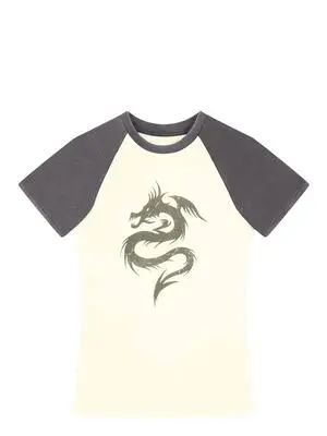 Coperni Dragon Graphic Baby Tee - Yellow
