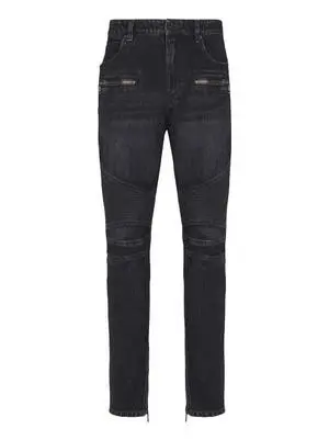Balmain Biker Jeans In Vintage Denim - Black