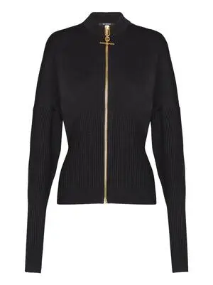 Balmain Zipped Knit Cardigan - Black