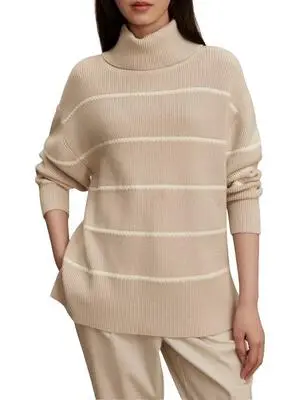Varley Hamish Split Turtleneck Sweater - Silver Birch