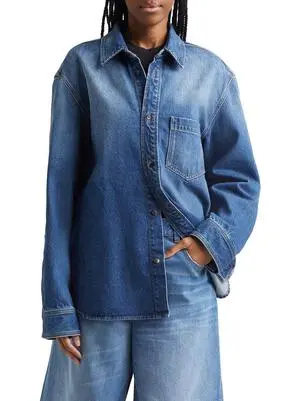 HAIKURE Debbie Cotton Denim Shirt - Real Blue