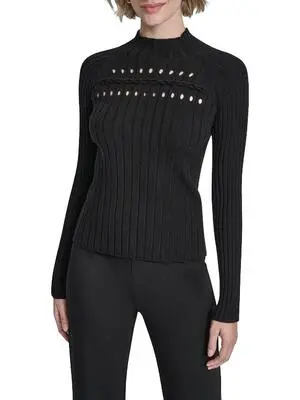 Dkny Cord Detail Ribbed Sweater - Black