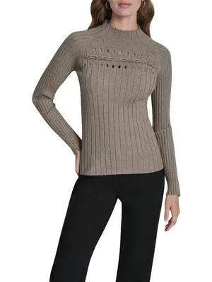 Dkny Cord Detail Ribbed Sweater - City Taupe