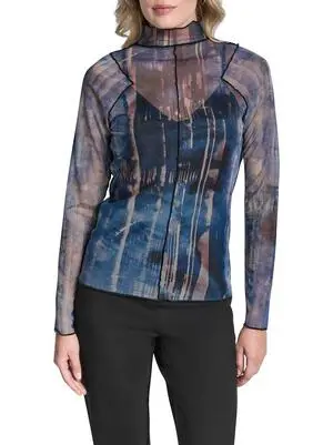 Dkny Printed Mesh Top - Hudson Lights