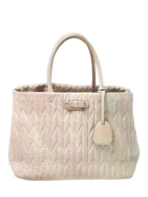 Miu Miu Matelassé Leather Tote - Pink