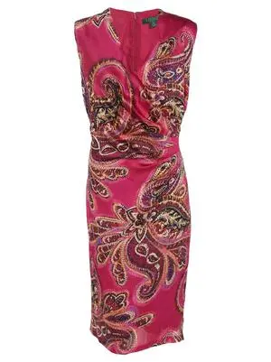 Polo Ralph Lauren Paisley Satin Midi Dress - Pink