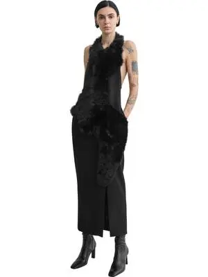 TOTEME Shearling Appliqué Dress - Black